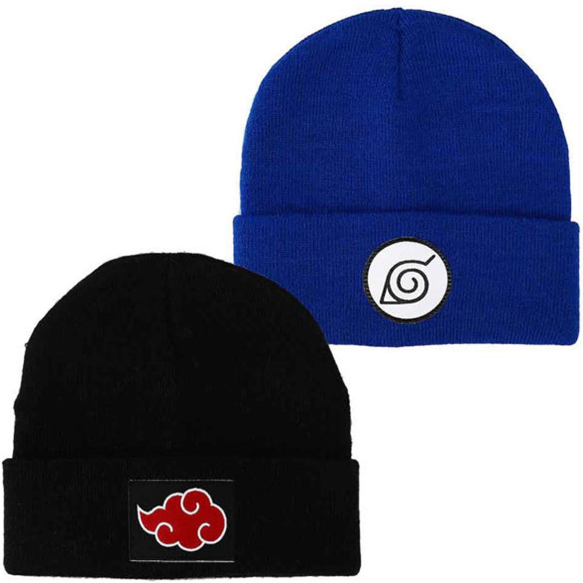 Naruto Hidden Leaf Village and Akatsuki Cuff Beanie Set of 2